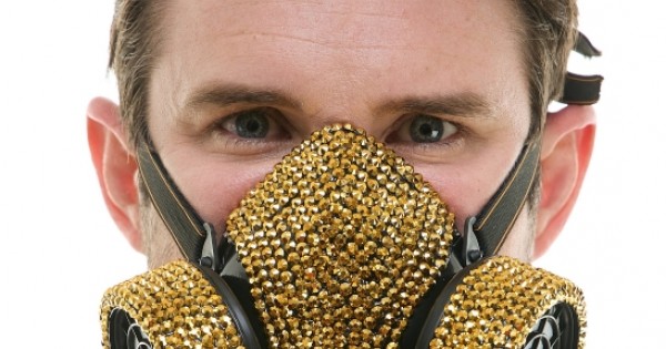 Gold rhinestone Gas mask