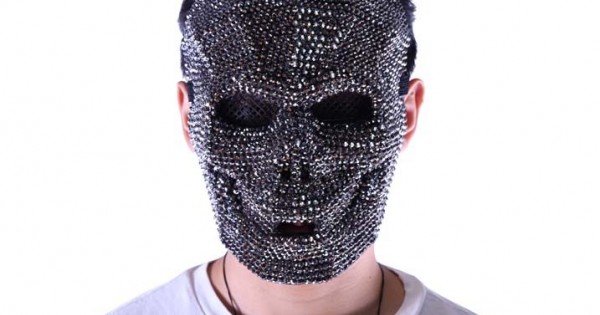 Black Rhinestone Skull Mask