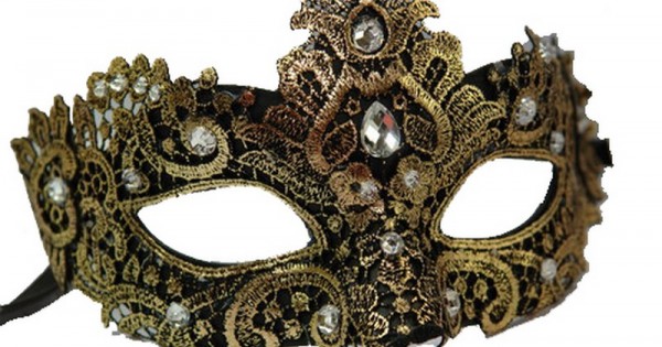 Venetian lace masks Gold Color