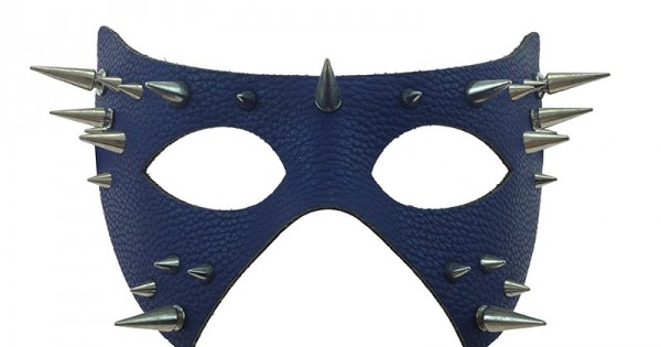 Leather Spike Studs Mask Blue